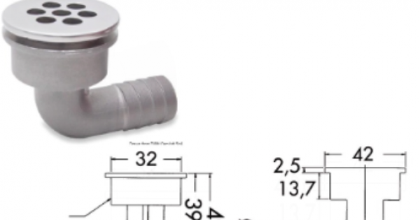 ΥΔΡΟΡΡΟΗ ΚΑΤΑΣΤΡΩΜΑΤΟΣ ΓΩΝΙΑ 90° INOX Φ42mm